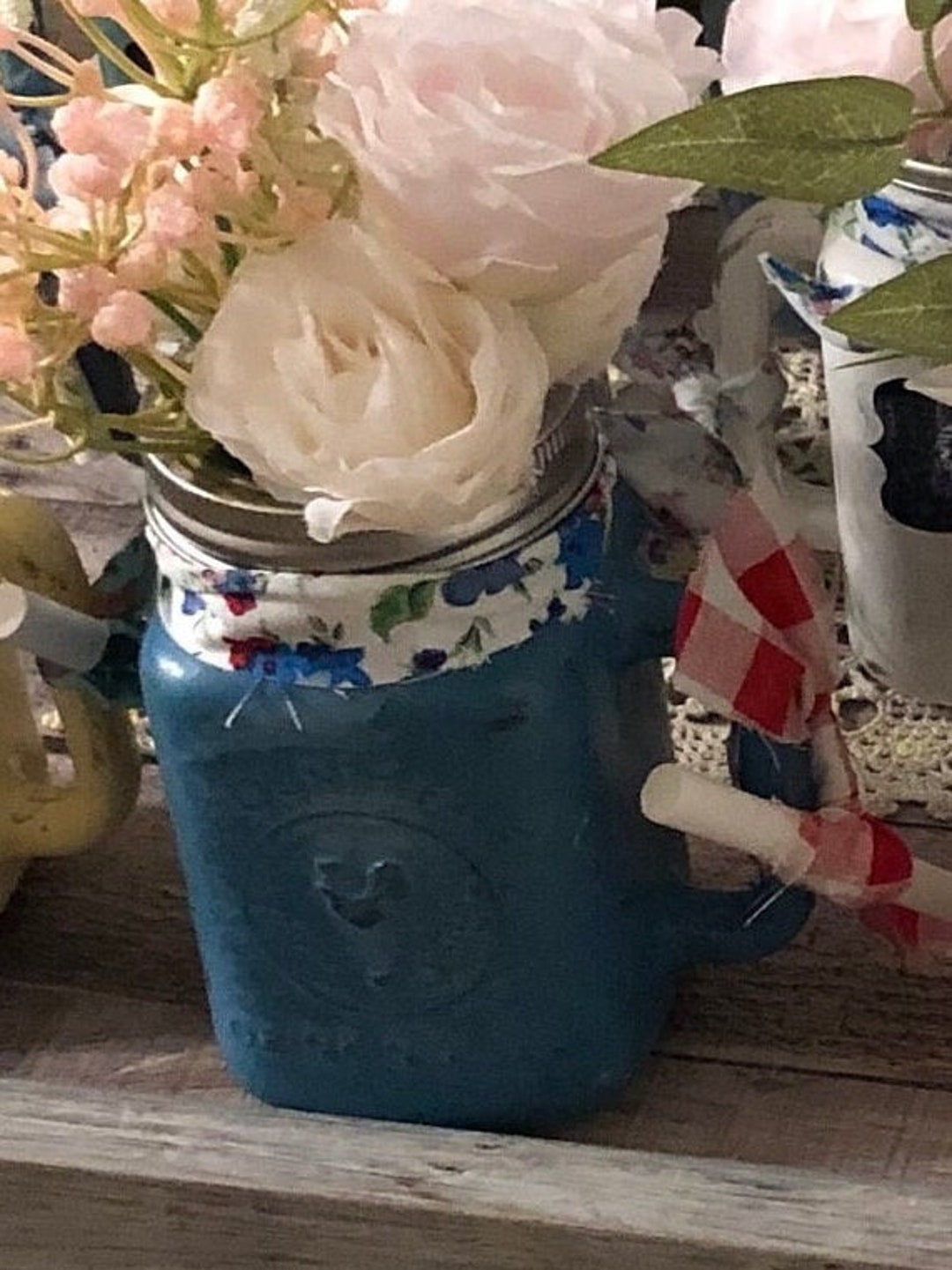 Farmhouse Rustic Shabby Chic Country Vintage Chippy Painted Mason Jars ...