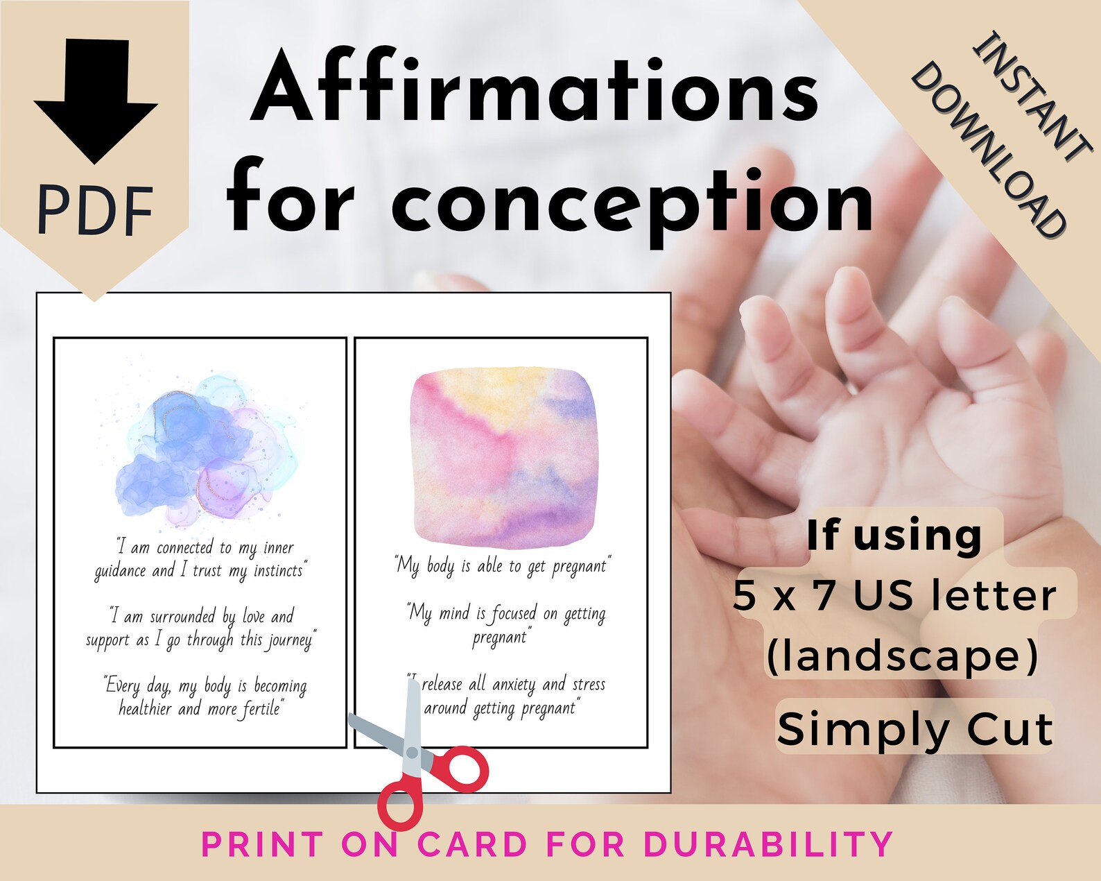 Affirmations for Conception, Positive Birth, Pregnancy Affirmations ...