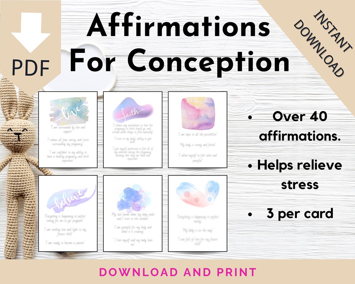 Affirmations for Conception, Positive Birth, Pregnancy Affirmations ...
