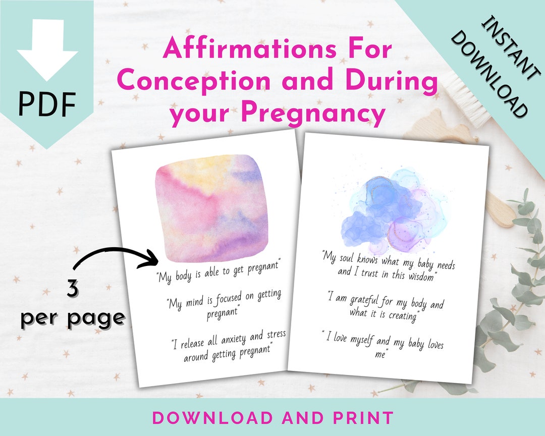 Printable Pregnancy Affirmations, Fertility Affirmations, Pregnancy ...