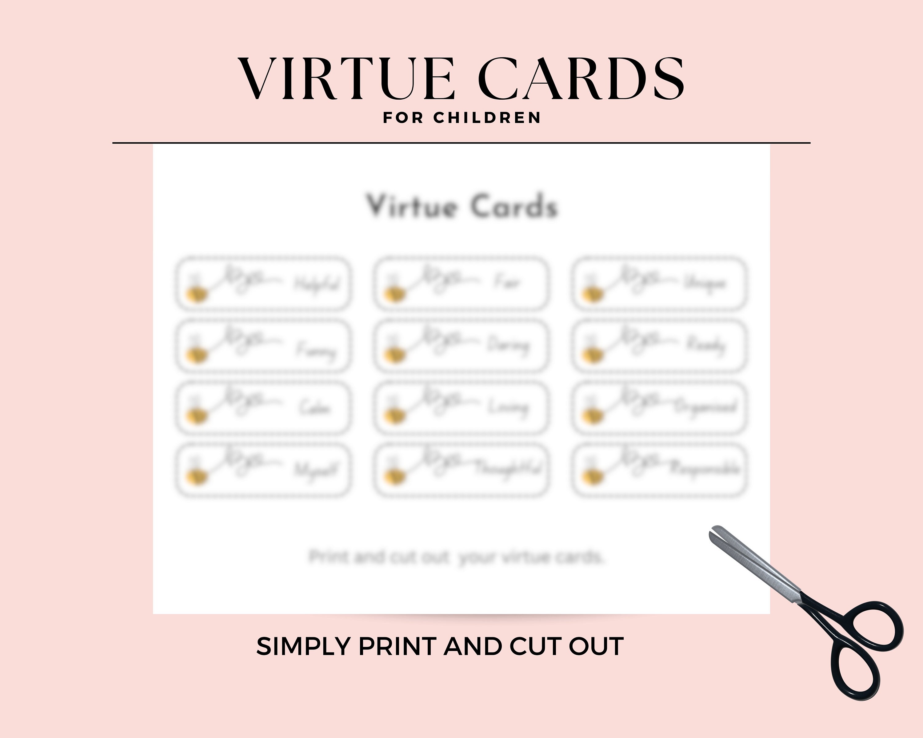 Daily Gratitude Cards for Children, Virtue Cards for Children - Etsy