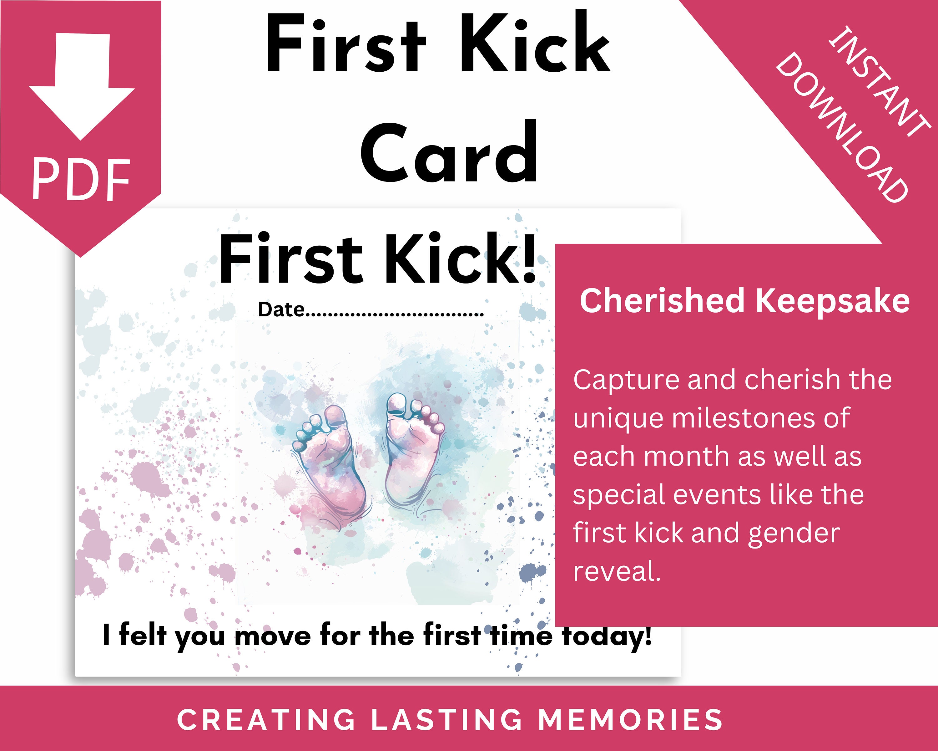Pregnancy Milestone Cards, Monthly Baby Bump Tracker, Gender Reveal & First Kick Cards ...