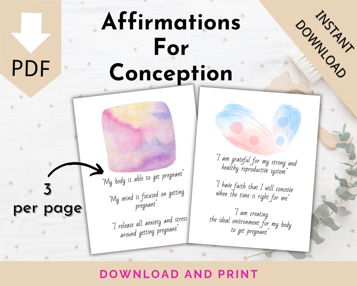 Affirmations for Conception, Positive Birth, Pregnancy Affirmations ...