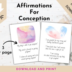 Affirmations for Conception, Positive Birth, Pregnancy Affirmations ...