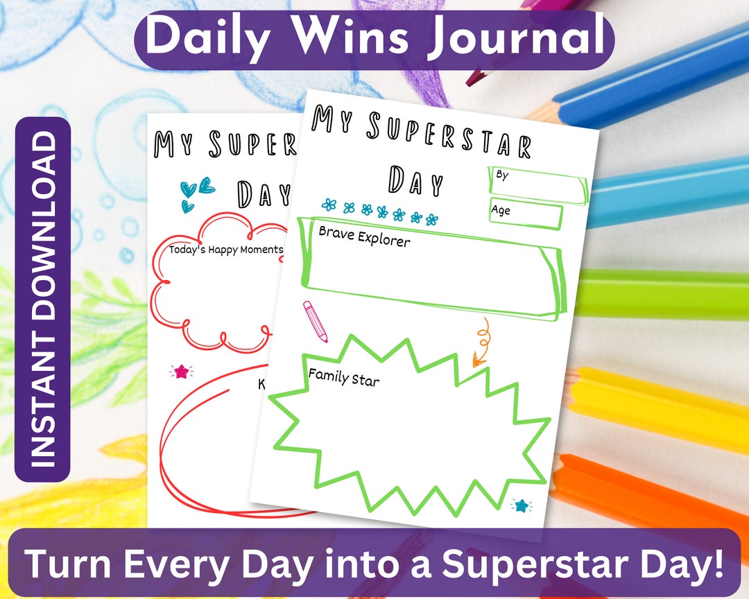 Printable Kids Daily Wins Journal - Mindfulness & Gratitude Activity ...