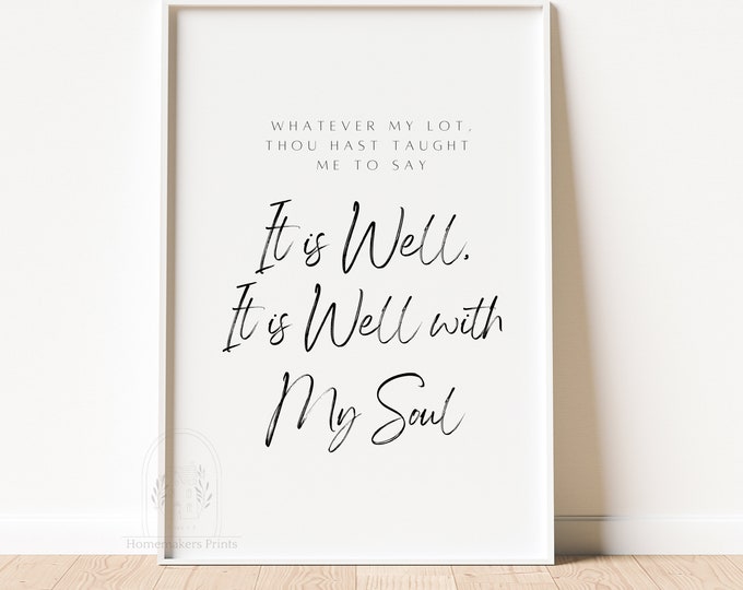It is Well With My Soul Hymn Lyrics Print Canvas Poster Farm Vintage ...