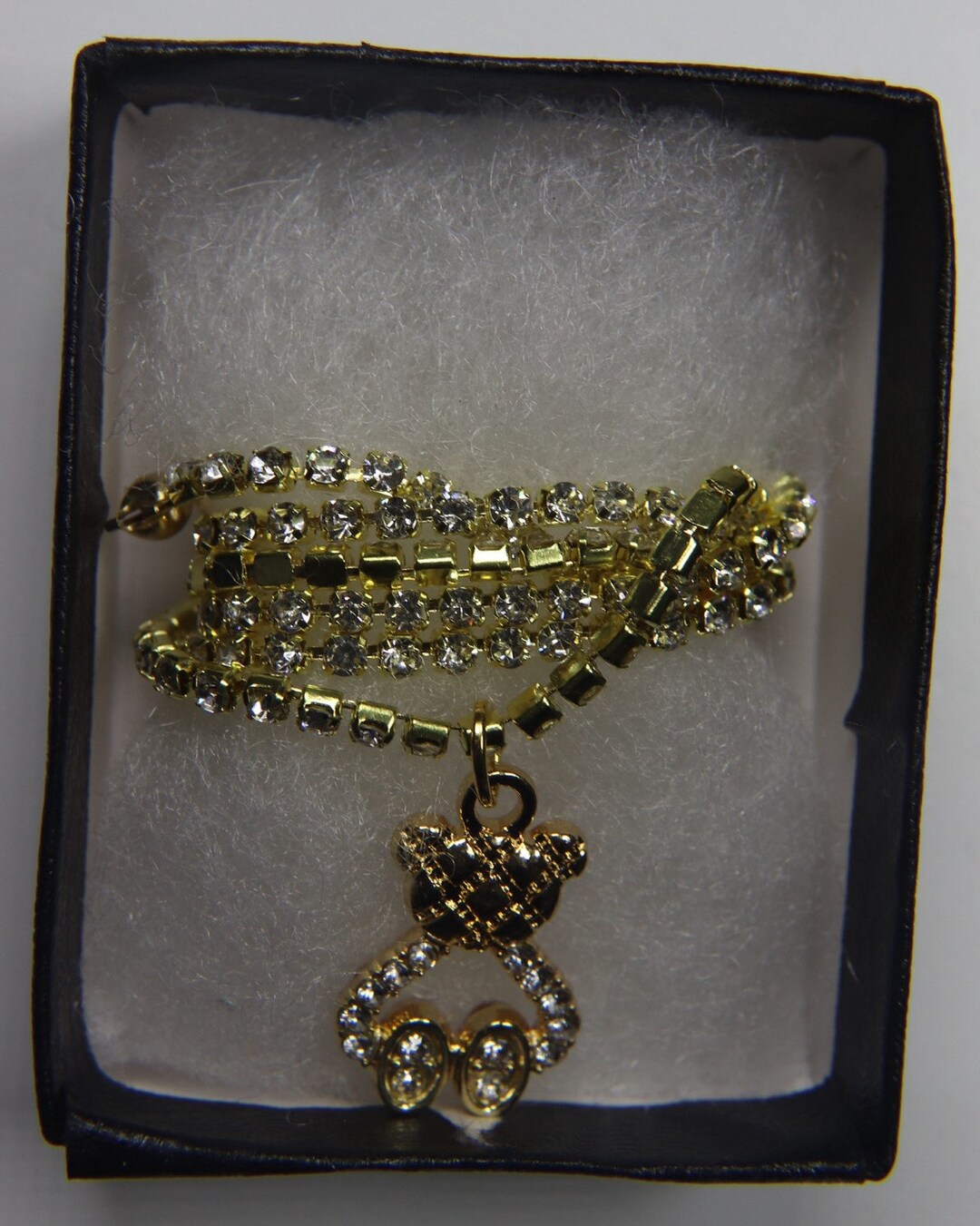 Rhinestone Bear Necklace, Gold Bear, Rhinestone Chain, Gold Chain, 18 ...