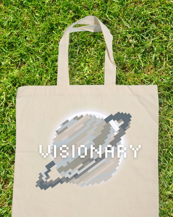 Pixel Art Planet Tote Bag Motivational Space and Stars - Etsy
