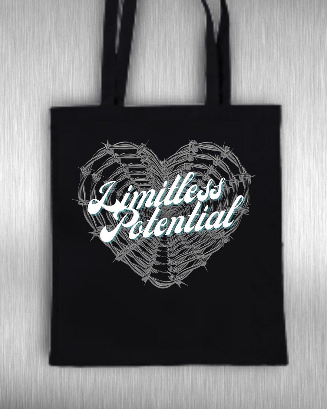 Limitless Potential Slogan Chrome Print Tote Bag | Streetwear Aesthetic ...