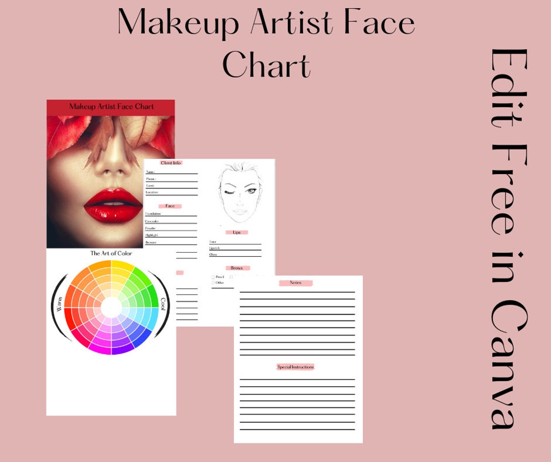 Makeup Artist Face Chart - Etsy
