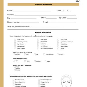 Makeup Artist Client Forms - Etsy