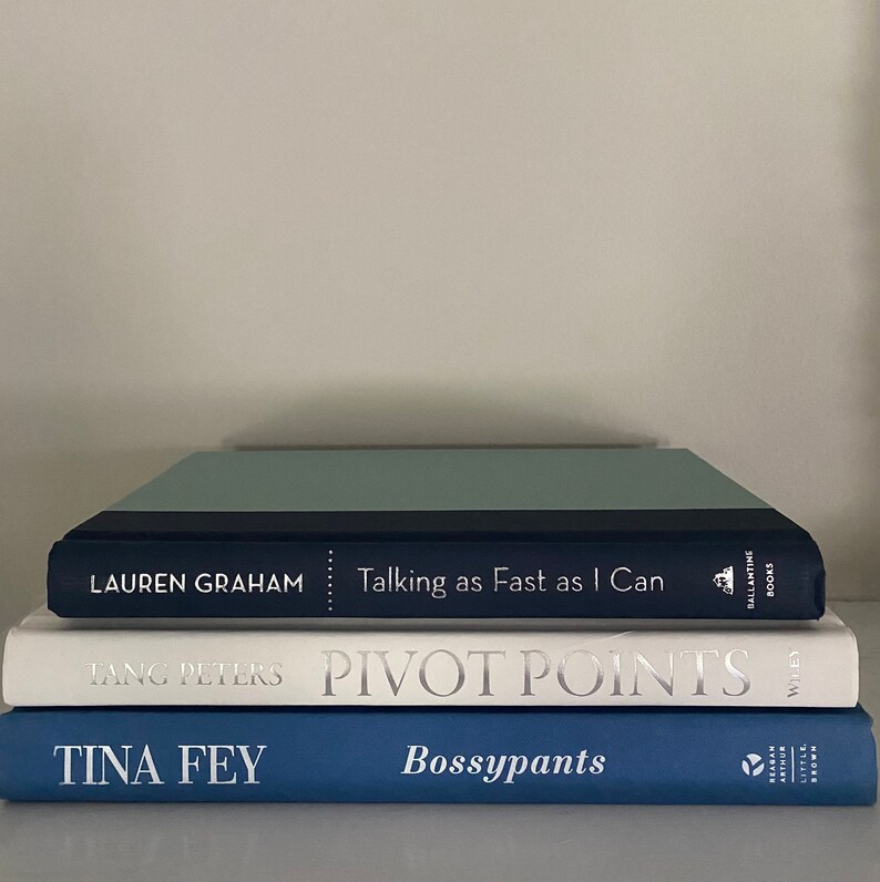 Book Stack Blue and White Book Trio/set Book Staging Book - Etsy