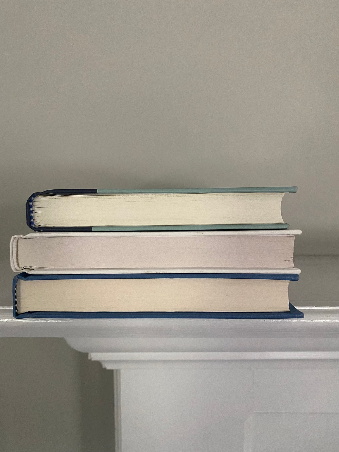 Book Stack Blue and White Book Trio/set Book Staging Book - Etsy