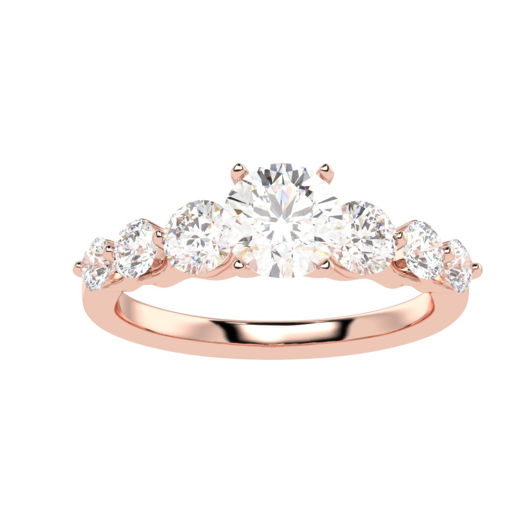Graduated 7 Stone Engagement Ring 7 Stone Natural Diamond Graduated ...