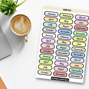 Months of the Year Sticker Sheet, Planner and Bullet Journal, Everyday ...