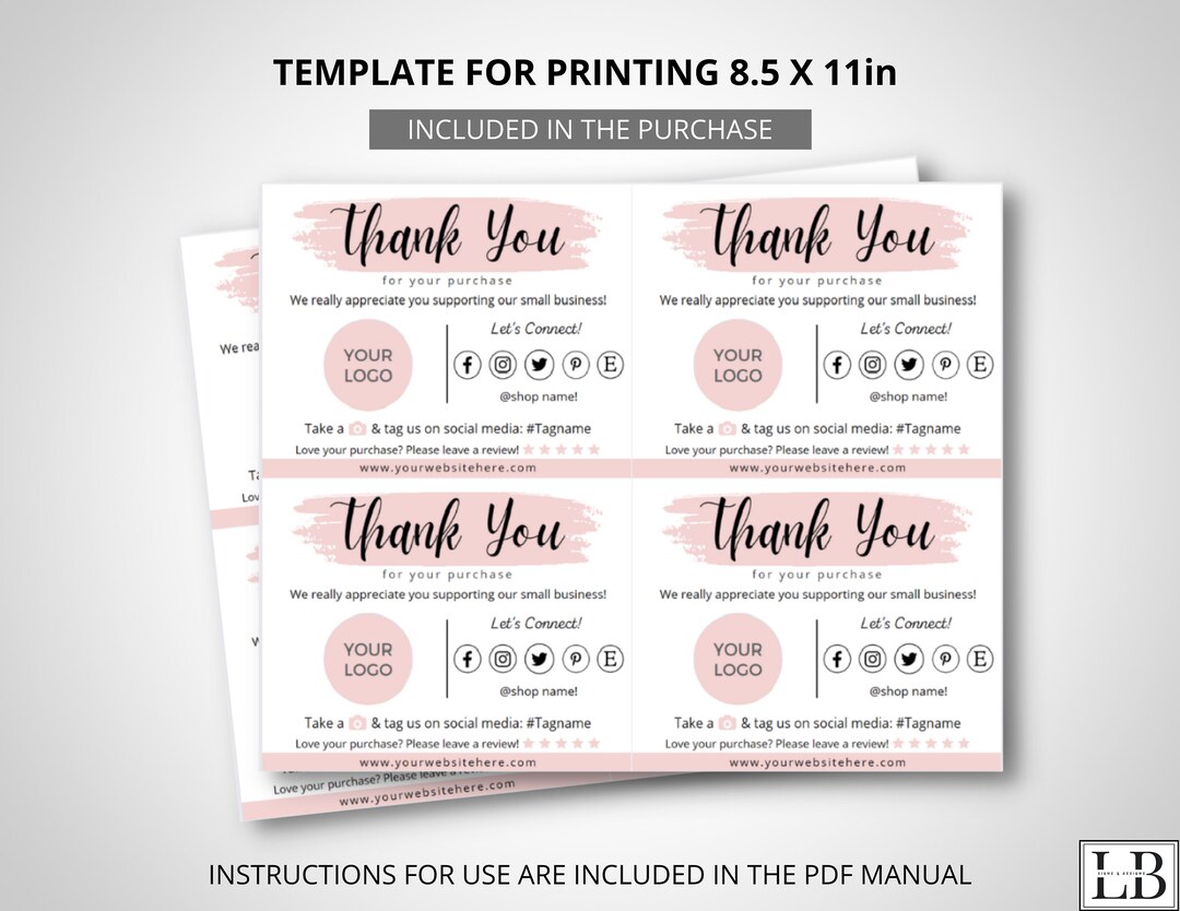 Small Business Package Insert Card, Editable, Thank You for Your Order ...