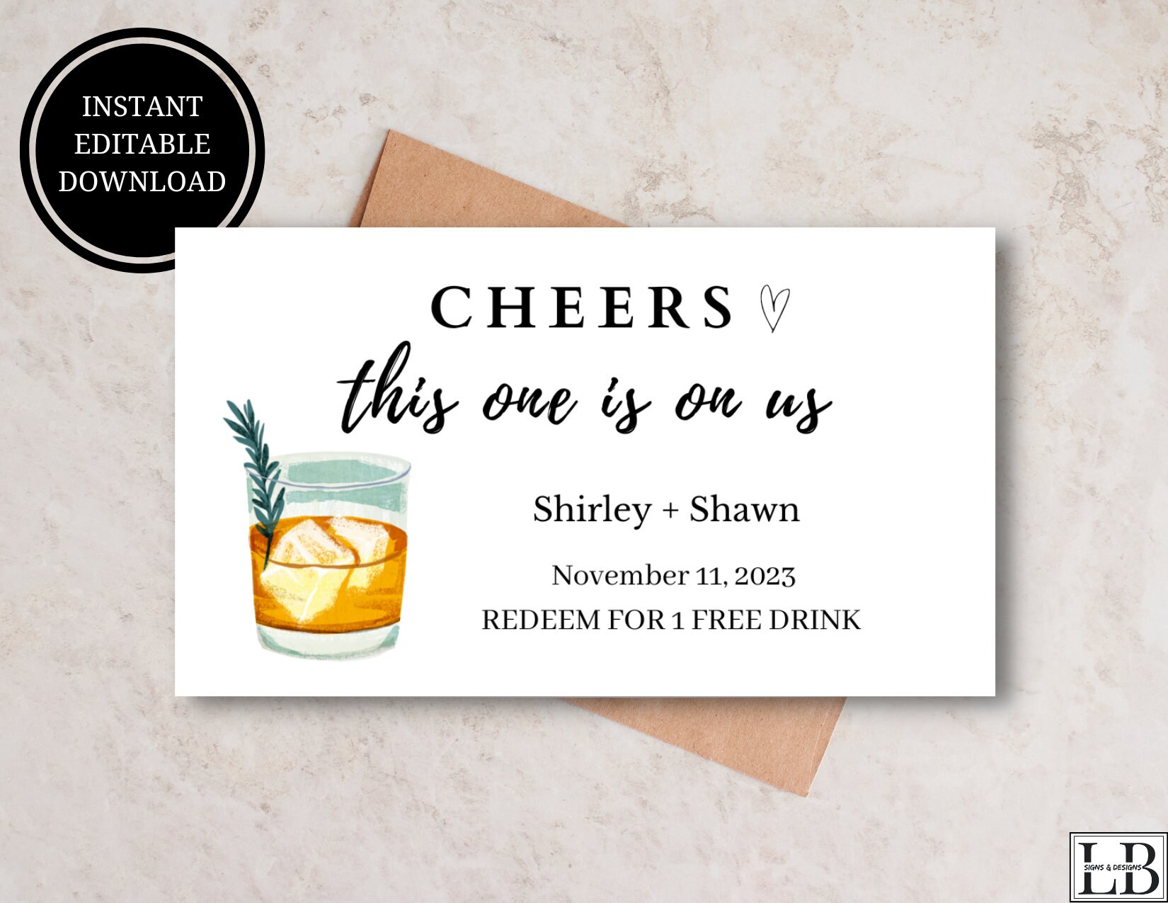 Drink Ticket Template Wedding Free Printable And Customizable Cocktail