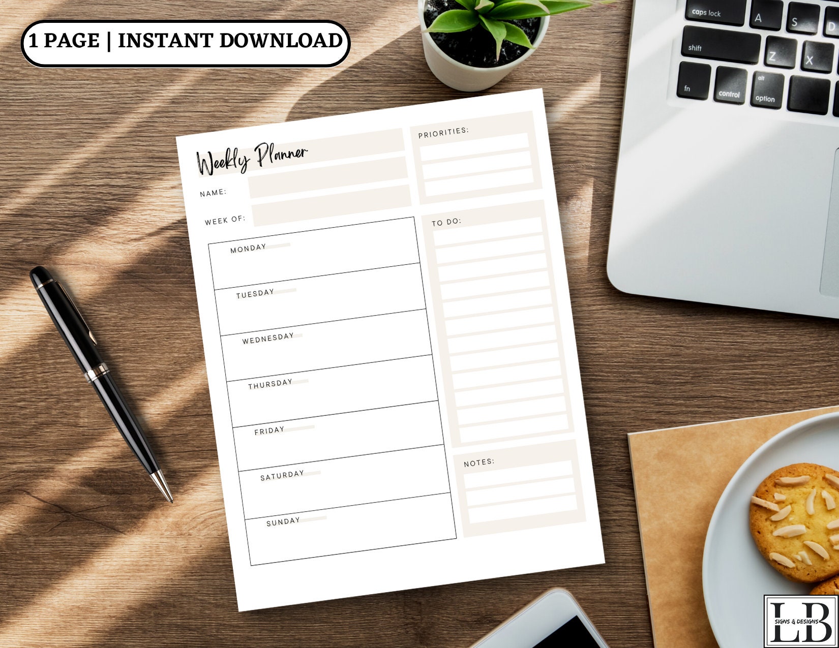 Weekly to Do List Printable, Weekly Task List Template, Weekly Planner ...