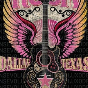 Dallas Rock Tee Texas Musician Fashion Guitar Design Shirttee Digital ...