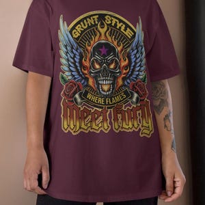 Grunt Style Skull Wings PNG: Distressed Rock Band Design (digital ...