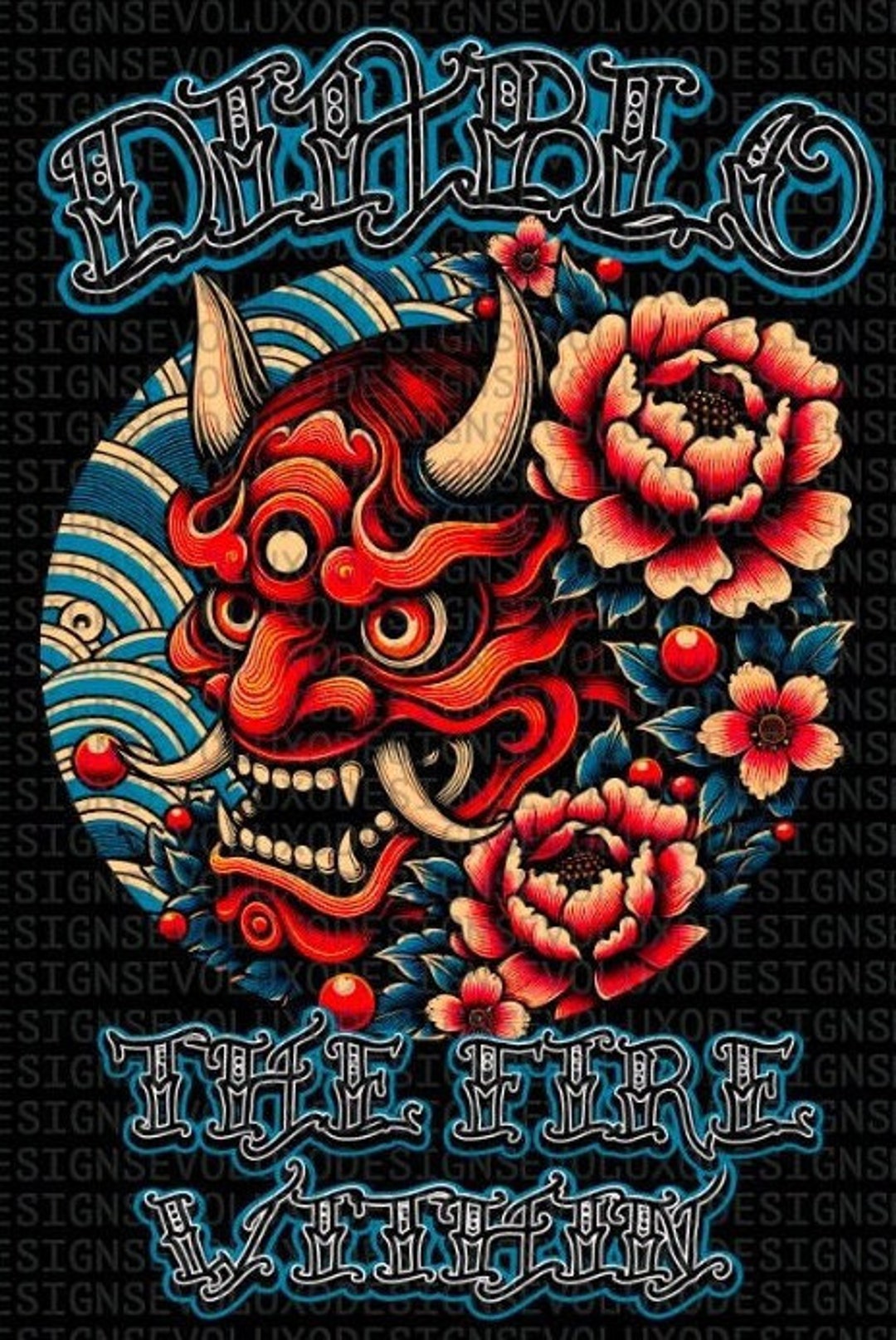 Diablo the Fire Within Tattoo Style Old School Vintage Ink Hellish ...