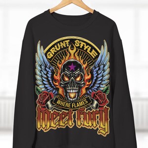 Grunt Style Skull Wings PNG: Distressed Rock Band Design (digital ...