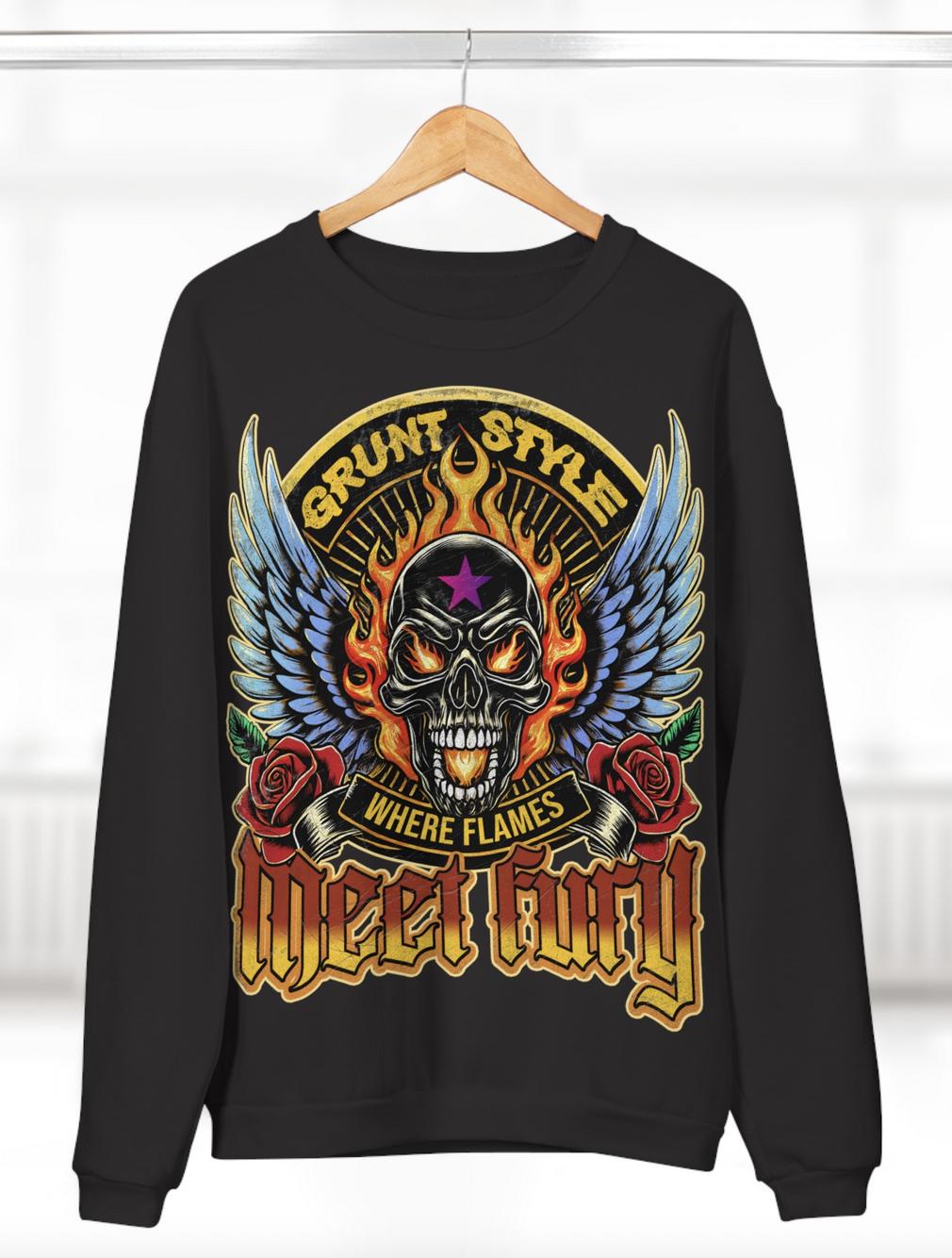 Grunt Style Skull Wings PNG: Distressed Rock Band Design (digital ...