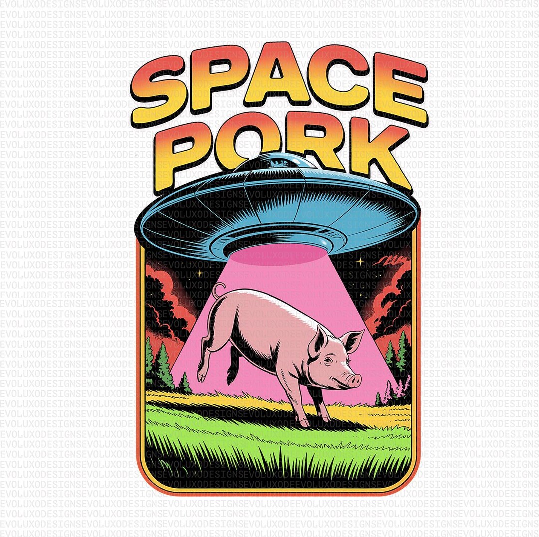 Space Pork PNG – UFO Alien Pig Retro Illustration - Etsy UK