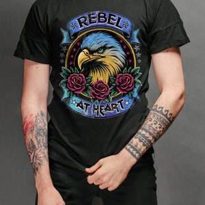 Rebel at Heart Art Digital Sublimation DTF DTG Print PNG Filet Shirt ...