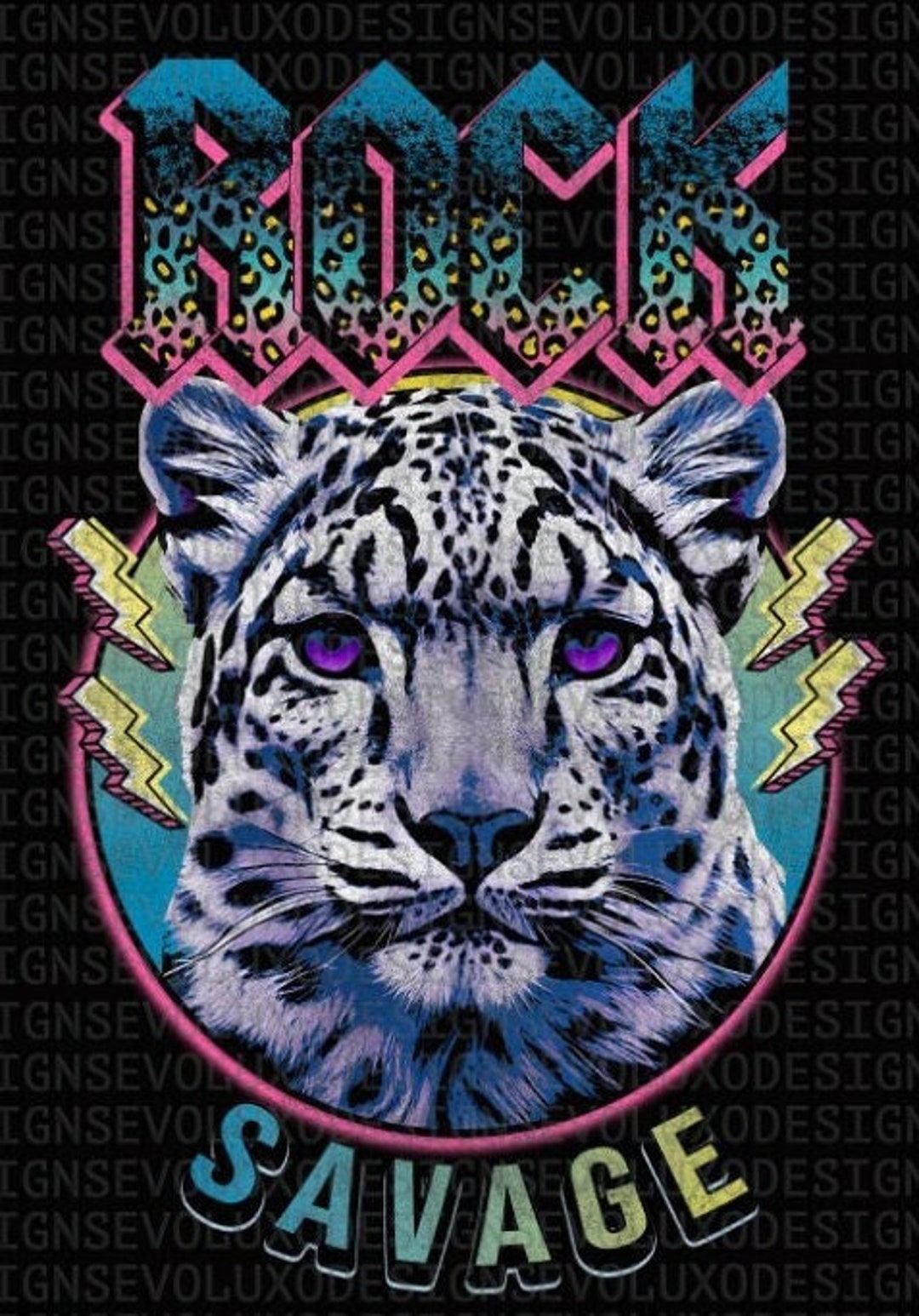 Rock Savage Vintage Leopard Ray Digital Sublimation DTF DTG Print PNG ...