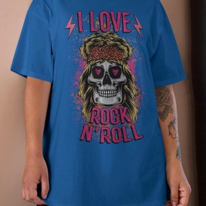 I Love Rock N Roll Bold Skull Rocker Lover Music Pink Cheeta Digital ...