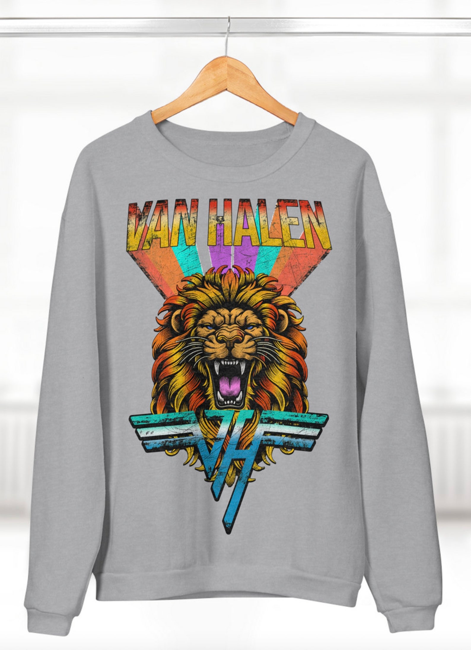 Van Halen Lion Distressed PNG: Rock Band Tee Design (digital Download ...