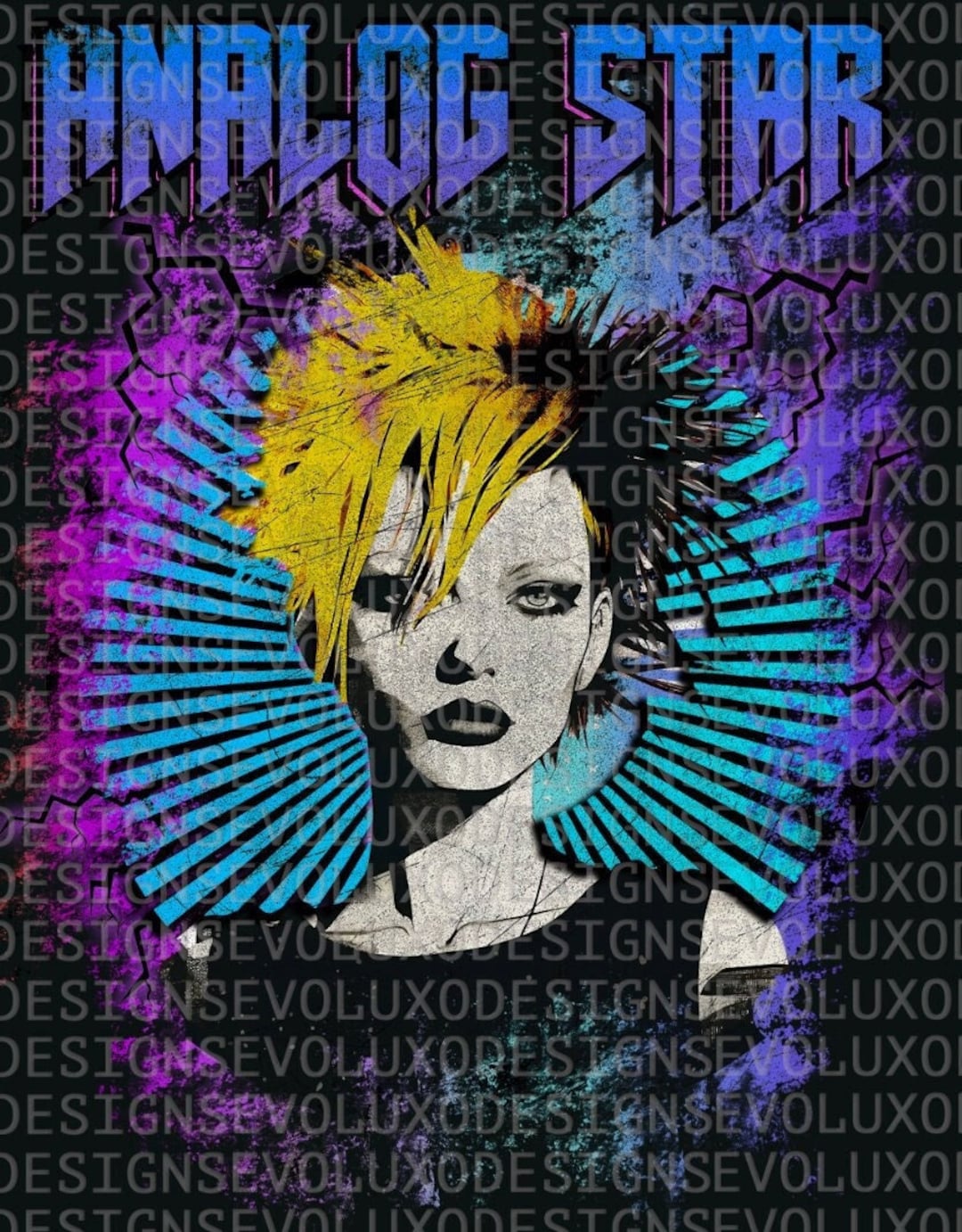 Punk Woman Tee: Analog Star Digital Print (PNG File) - Etsy