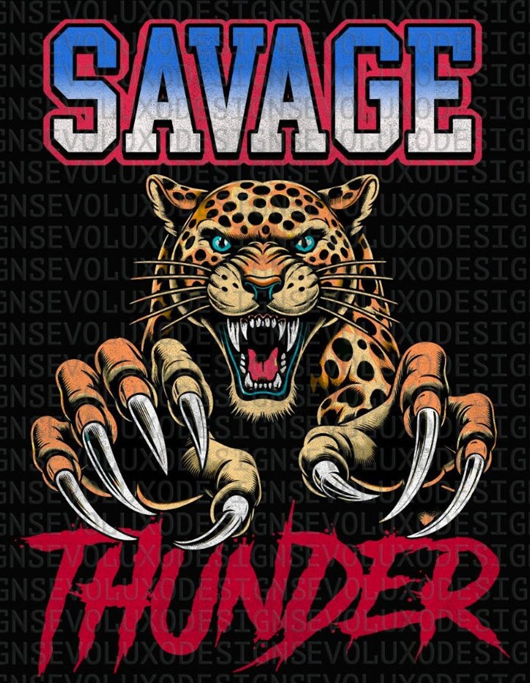 Savage Thunder Ray Bold Digital Sublimation DTF DTG Print PNG File Rock ...