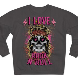 I Love Rock N Roll Bold Skull Rocker Lover Music Pink Cheeta Digital ...