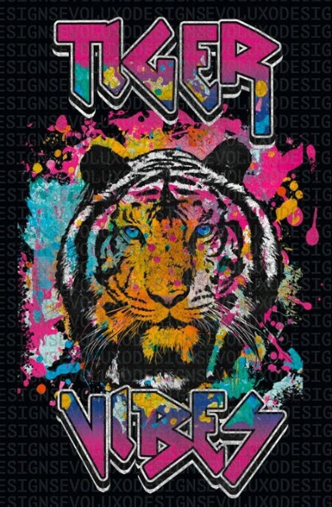 Tiger Bives Splash Color Fun Digital Sublimation DTF DTG Print PNG File ...