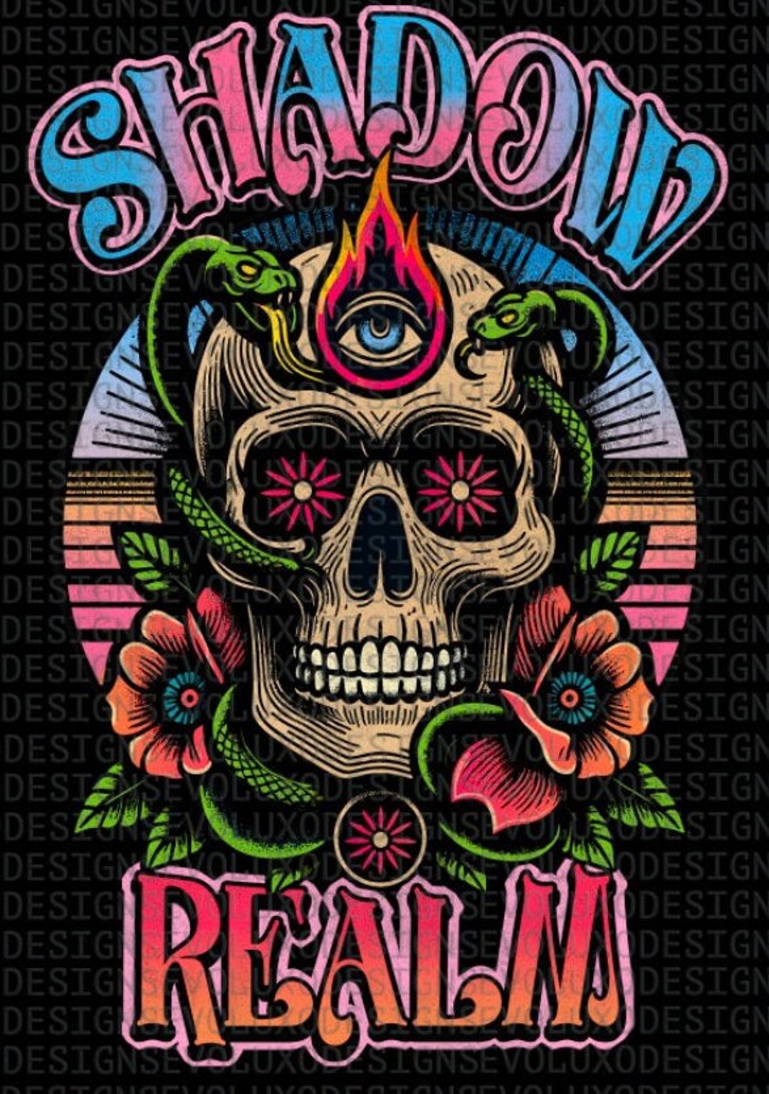 Shadow Realm Skull Art Digital Sublimation DTF DTG Print PNG Filet ...