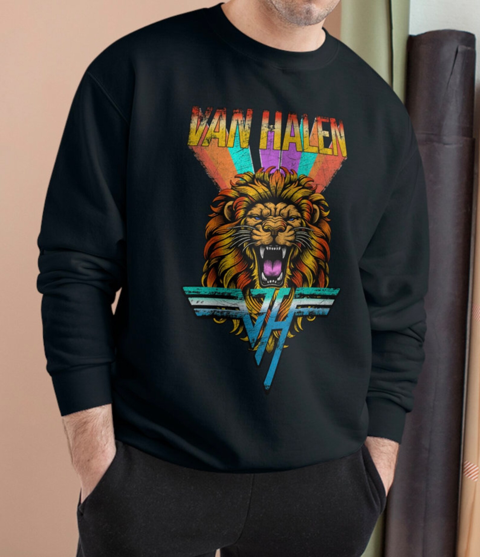 Van Halen Lion Distressed PNG: Rock Band Tee Design (digital Download ...
