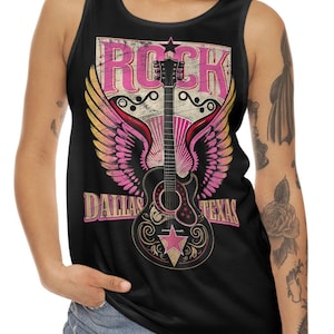 Dallas Rock Tee Texas Musician Fashion Guitar Design Shirttee Digital ...