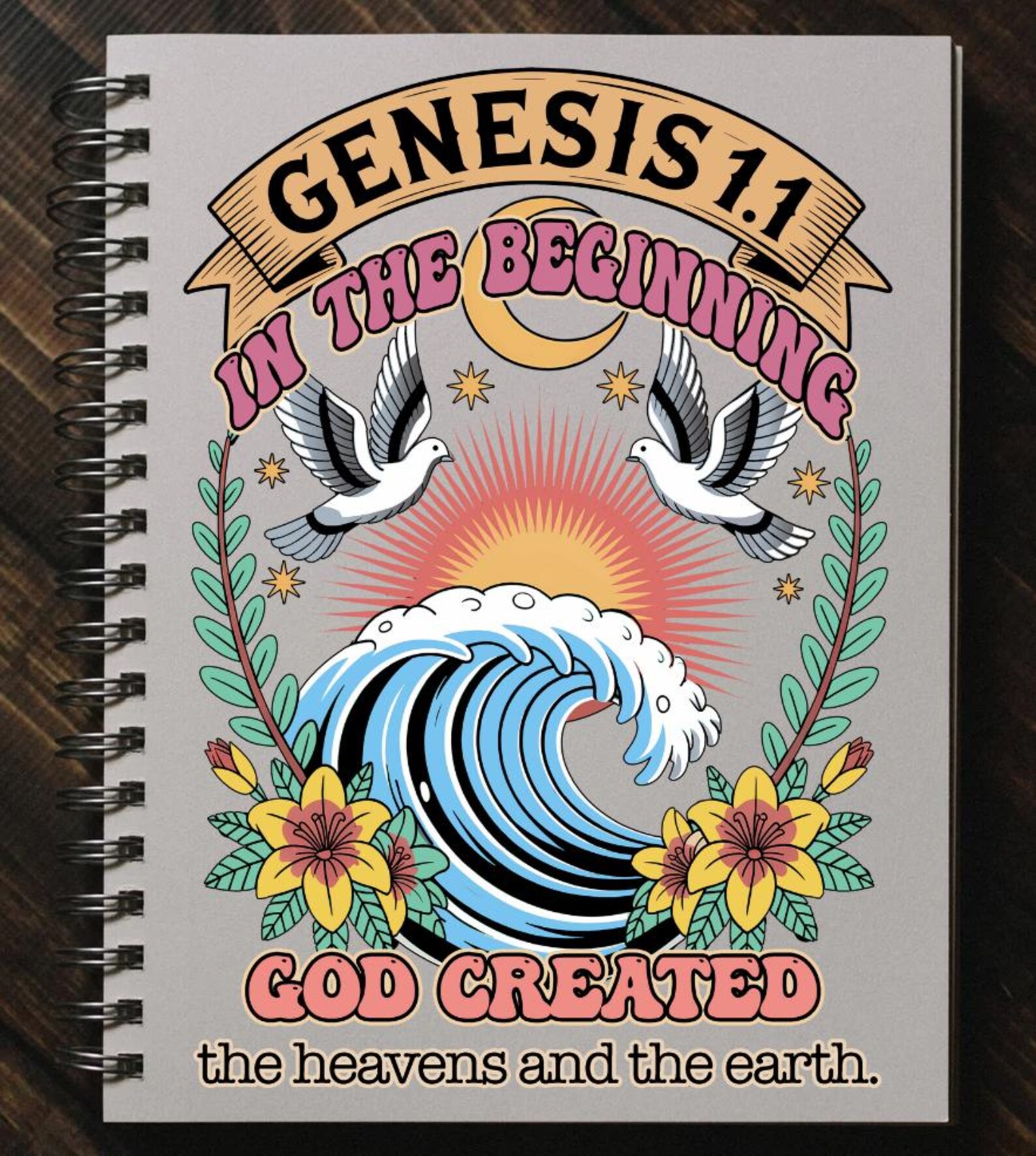 Genesis 1:1 Groovy Christian Art - Retro Bible Verse Printable - in the ...