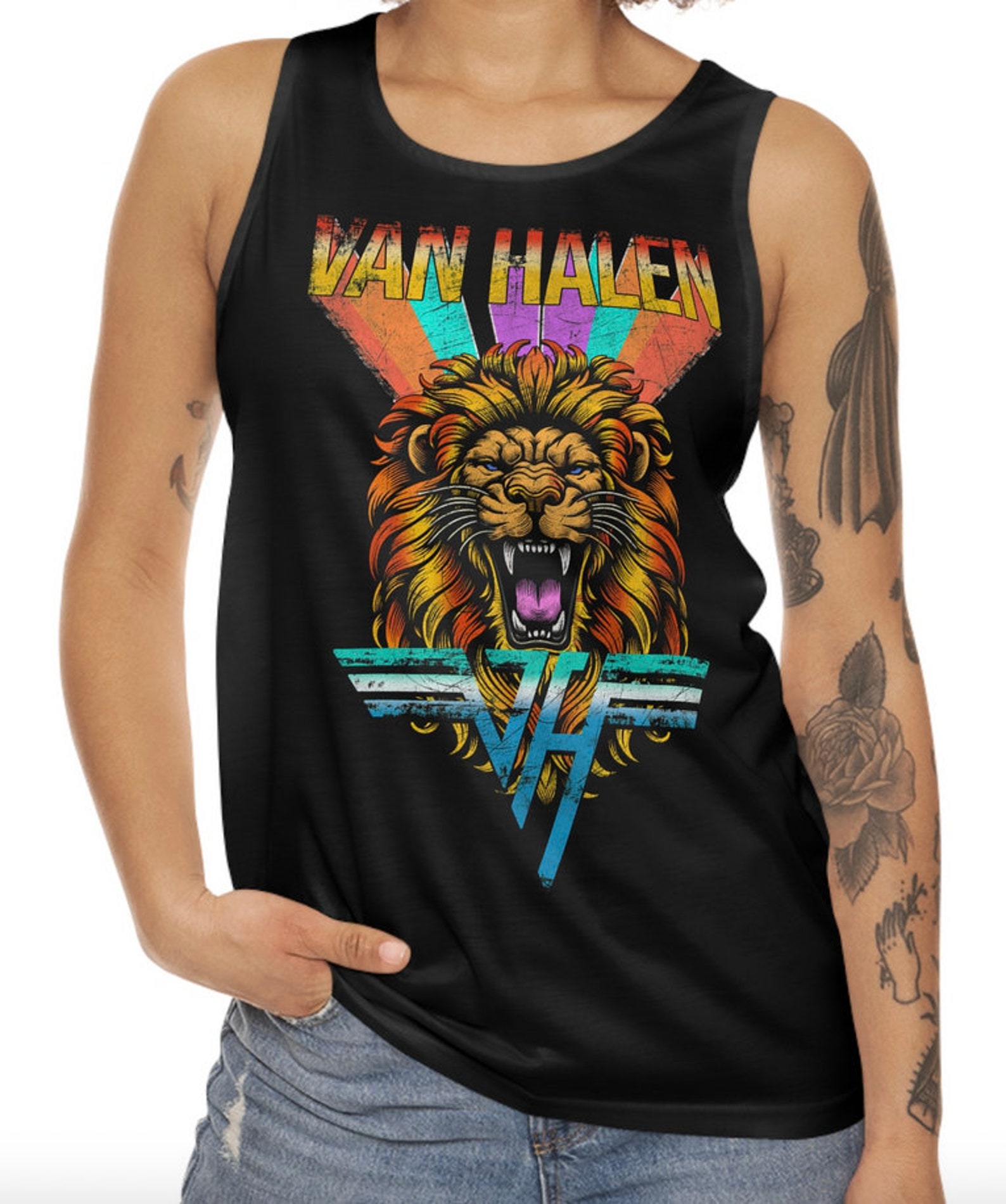 Van Halen Lion Distressed PNG: Rock Band Tee Design (digital Download ...