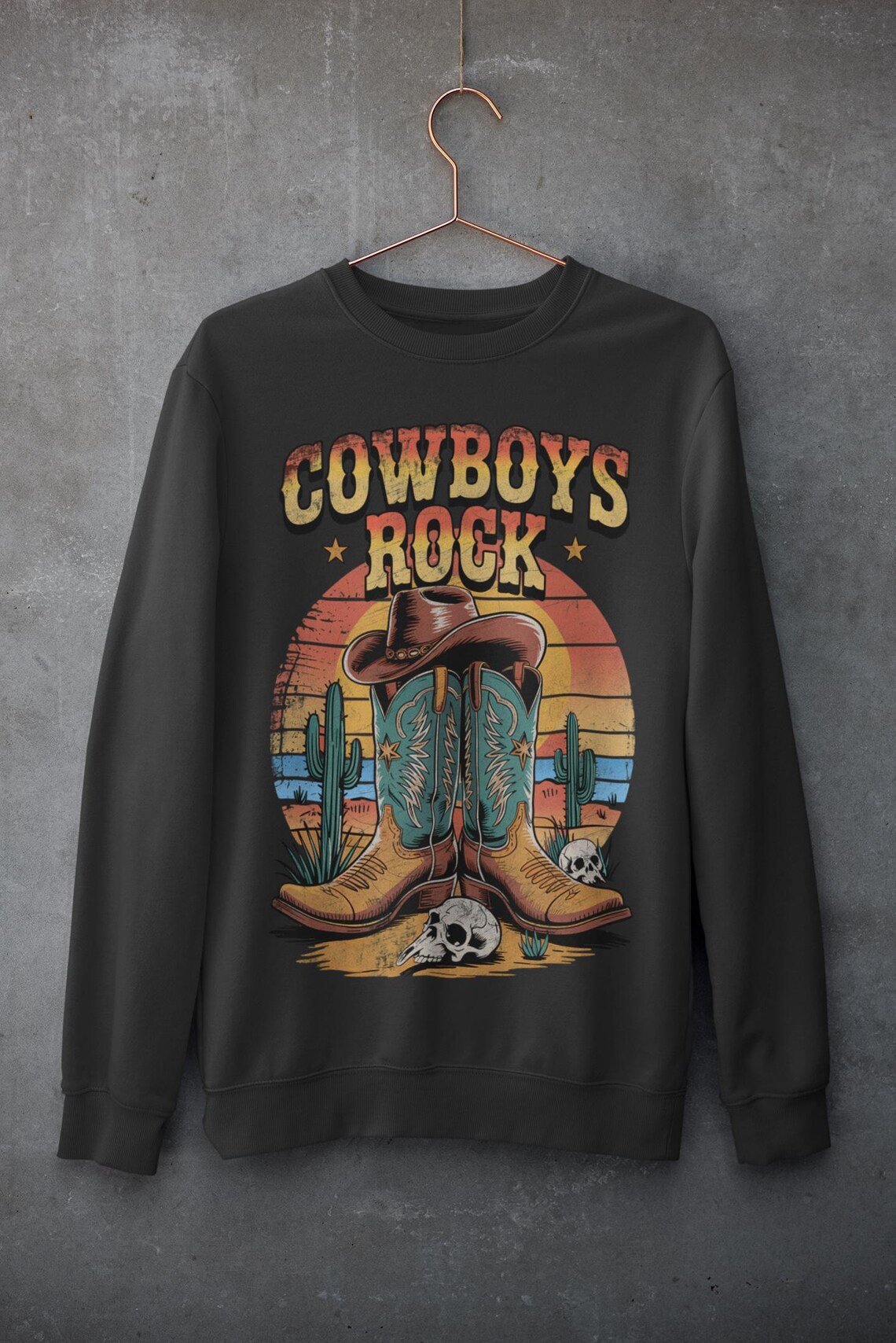 Cowboys Rock PNG – Western Vintage Country Art - Etsy