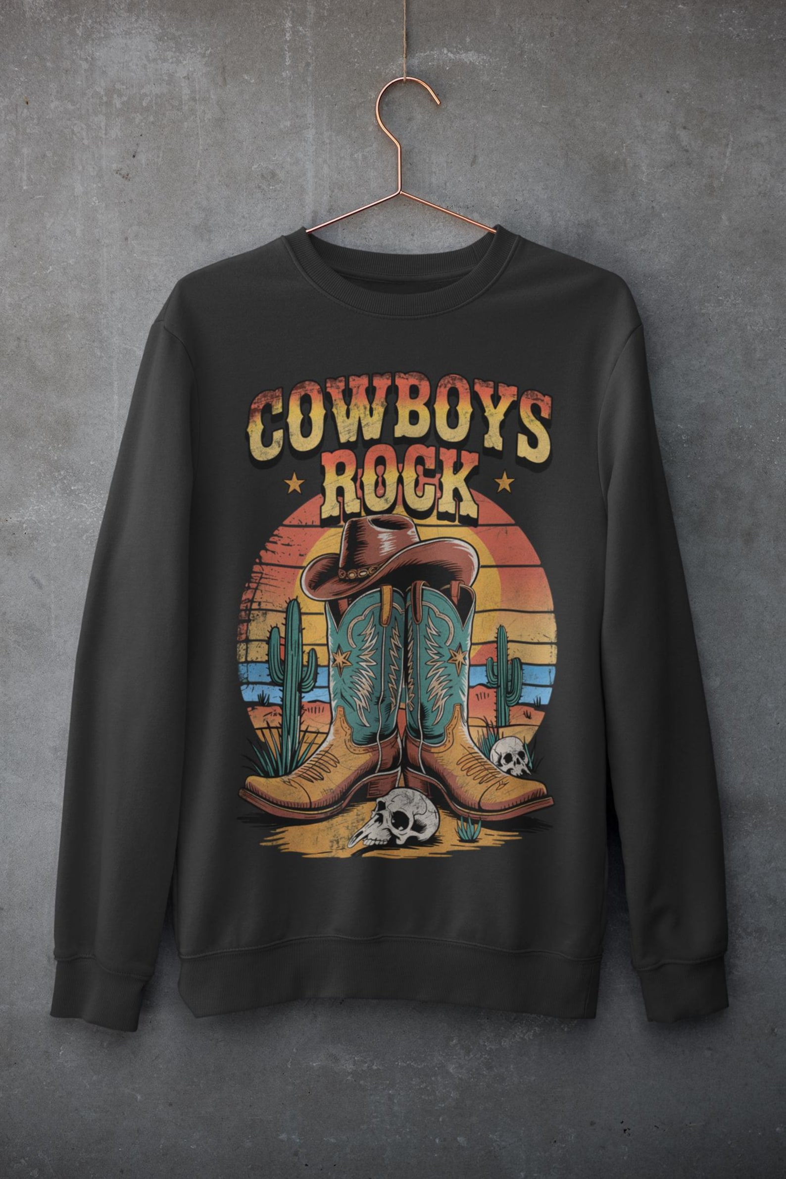 Cowboys Rock PNG – Western Vintage Country Art - Etsy