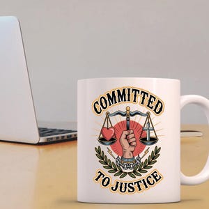 Committed to Justice Christian Tattoo Style Art – Gothic Lettering ...
