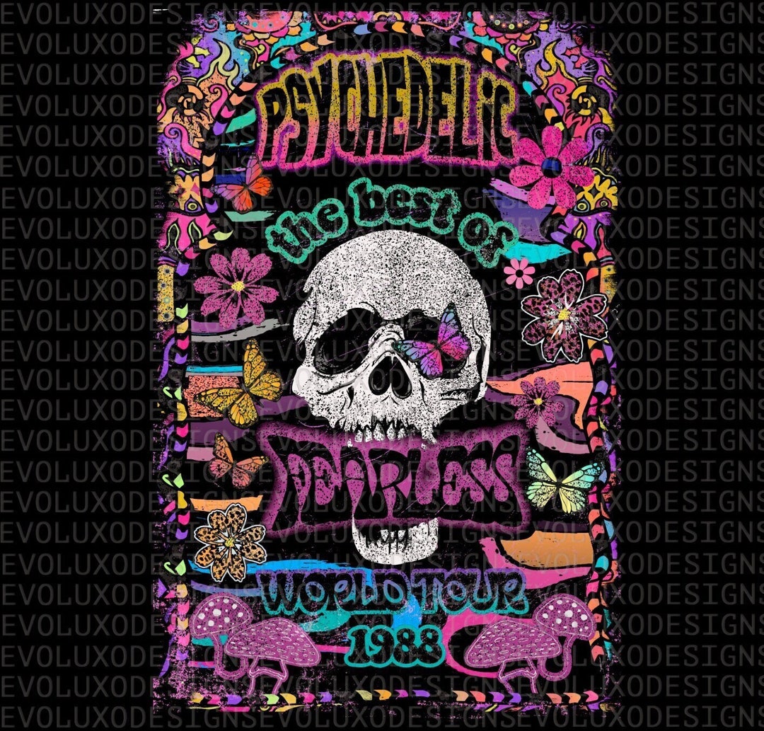 Psychedelic Skull Fearless Skull Flowers Colors Fungus Digital ...