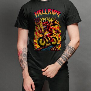 Hellride Tee Art Digital Sublimation DTF DTG Print PNG Filet Shirt Tattoo Apparel Distressed ...