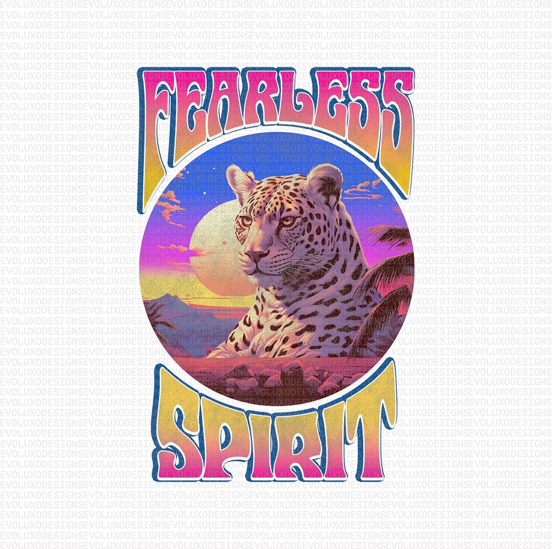 Fearless Spirit Leopard PNG – Retro Sunset Wild Animal Power Art - Etsy