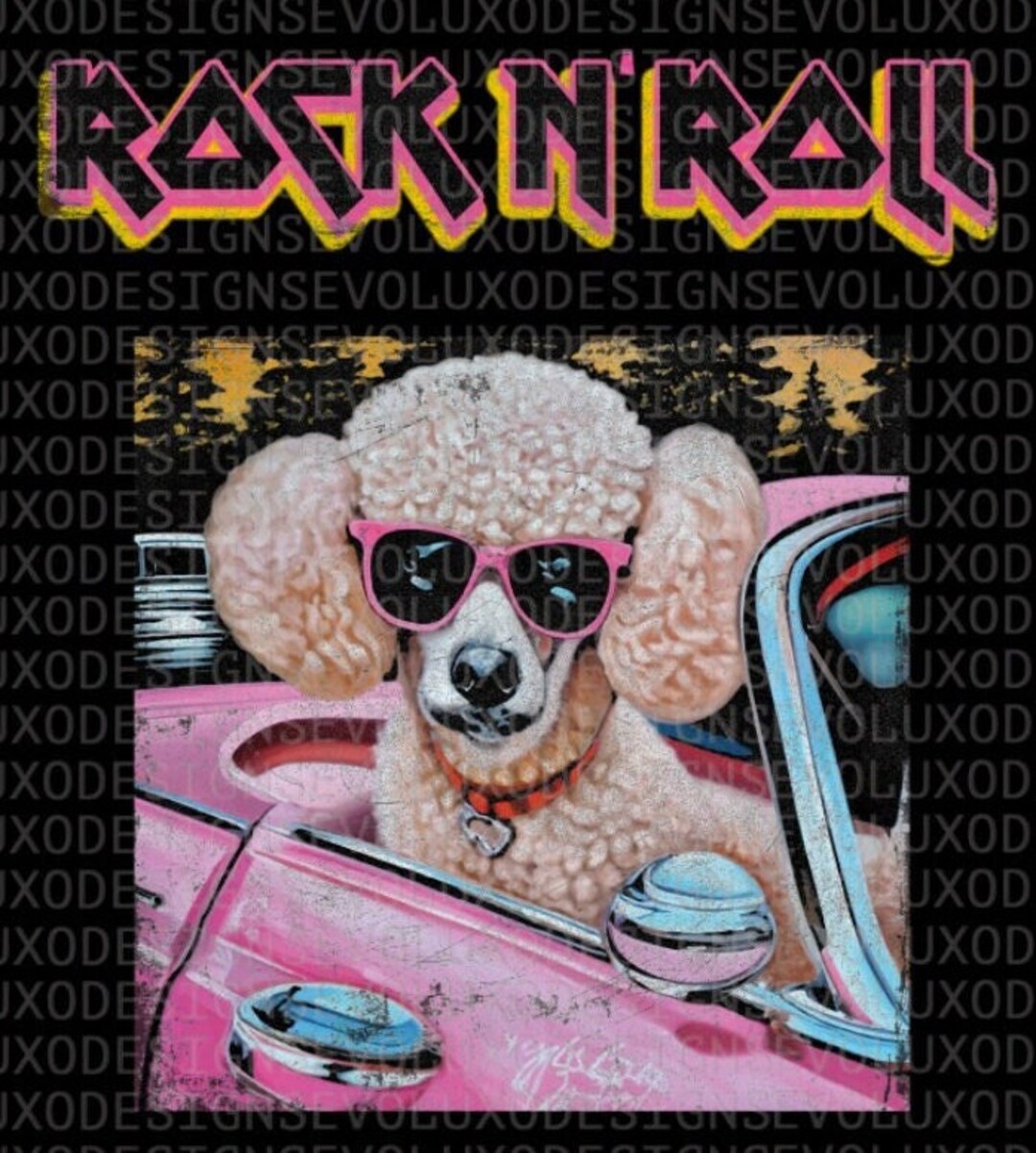Rock N Roll Poodle PNG File: Trendy Dog Sublimation Design (digital ...