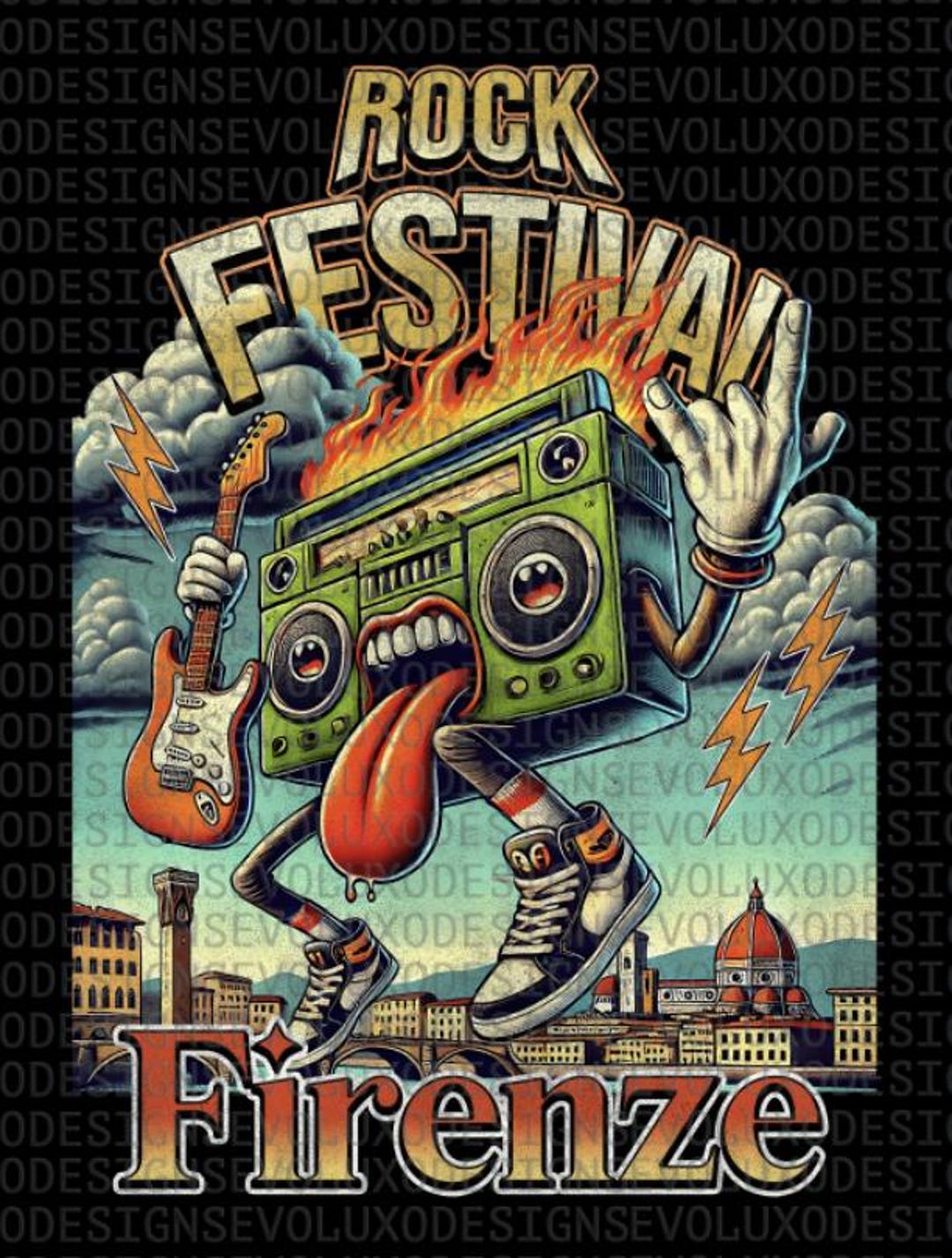 Florence Rock Festival Design Retro Music Festival Clipart Rock Music ...
