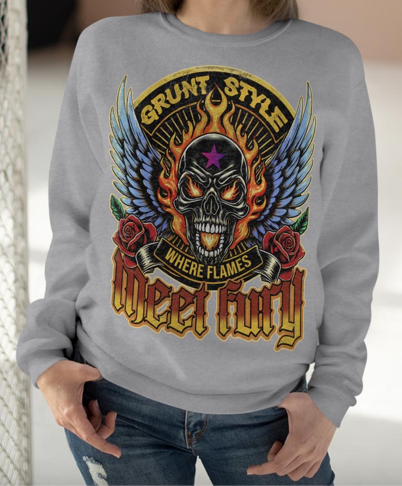 Grunt Style Skull Wings PNG: Distressed Rock Band Design (digital ...
